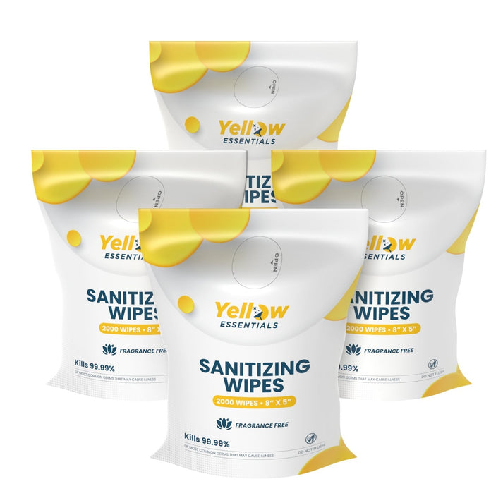 Yellow Essentials 8" x 5" 2,000-Count Sanitizing Wipes, Fitness Wipes